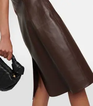 Bottega Veneta Bustier Leather Midi Dress