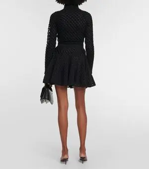 Alaïa High-rise Open-knit Miniskirt
