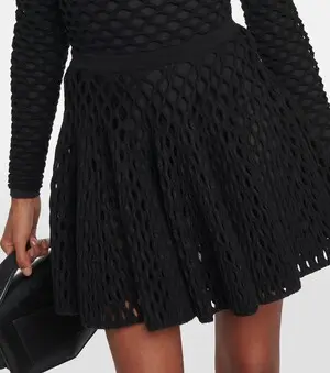 Alaïa High-rise Open-knit Miniskirt