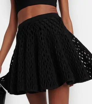 Alaïa High-rise Open-knit Miniskirt
