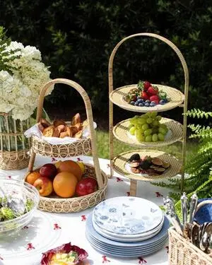 JULISKA Provence Rattan Two Tiered Server - Whitewash