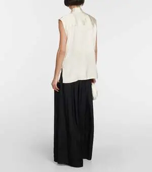 JIL SANDER Satin Sleeveless Blouse - Beige
