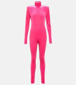 Alexandre Vauthier Turtleneck Velvet Jumpsuit