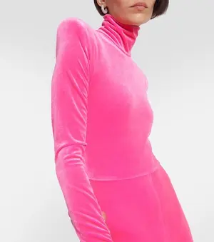 Alexandre Vauthier Turtleneck Velvet Jumpsuit