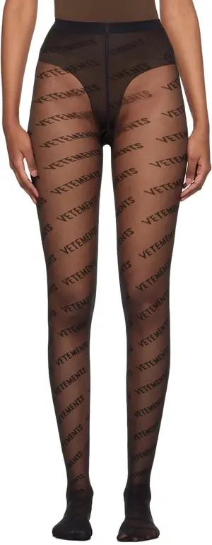 Vetements VETEMENTS Black Wolford Edition Monogram Tights - Black