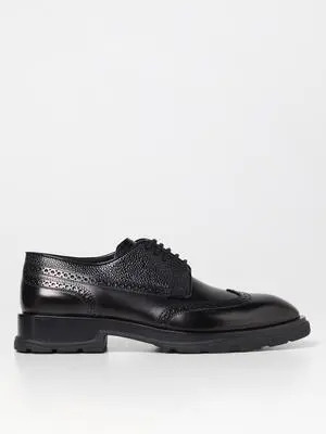 Alexander McQueen Leather Derby Shoes With Brogue Detailing - Black