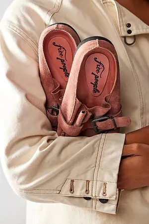 Free People Suede Mules - Sunset Sand Suede