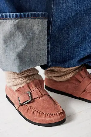 Free People Suede Mules - Sunset Sand Suede