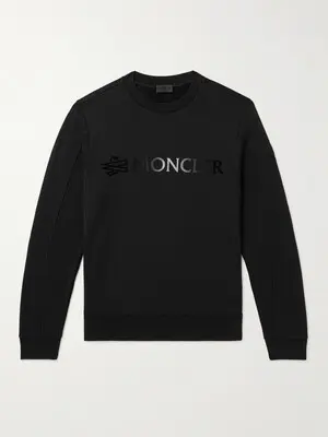 Moncler Logo-flocked Cotton-jersey Sweatshirt - Black