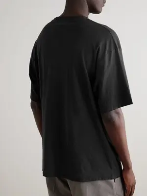 Acne Studios Exford Distressed Logo-print Cotton-jersey T-shirt - Black