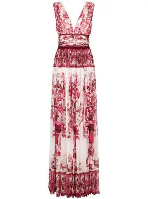 Dolce & Gabbana Majolica-print Maxi Dress - Red