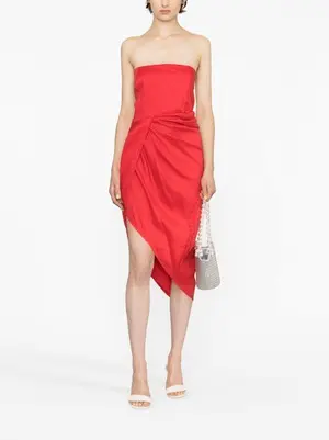 Gauge81 Strapless Draped Midi Dress