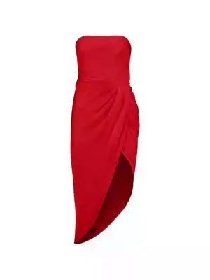 Gauge81 Strapless Draped Midi Dress - Red