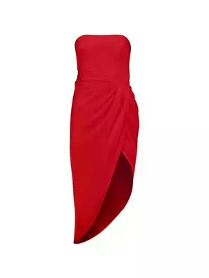 Gauge81 Strapless Draped Midi Dress - Red