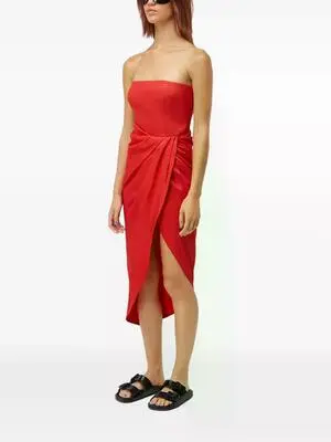 Gauge81 Strapless Draped Midi Dress