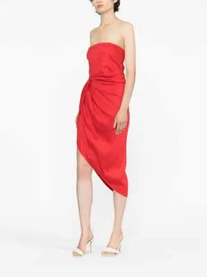 Gauge81 Strapless Draped Midi Dress