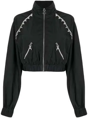 AREA Crystal-embellished Zip-up Jacket - Black