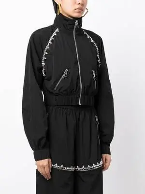 AREA Crystal-embellished Zip-up Jacket - Black