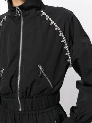 AREA Crystal-embellished Zip-up Jacket - Black