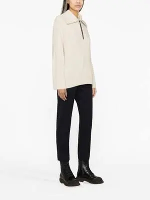 Brunello Cucinelli Pointed-flat Collar Long-sleeve Jumper - Neutrals