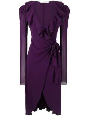 Philosophy Di Lorenzo Serafini Ruffle-detailing Long-sleeve Dress - Purple