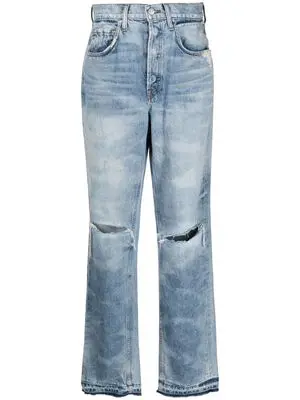 Cotton Citizen Kate Straight-leg Ripped Jeans - Blue