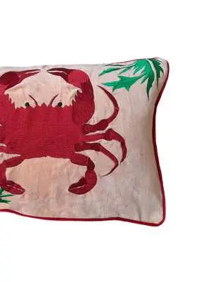 LES-OTTOMANS Crab Embroidered Cushion