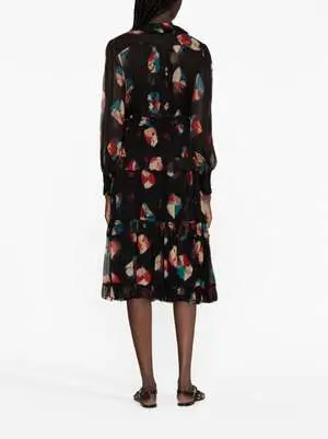 Ulla Johnson Reina Chiffon Midi Dress - Black