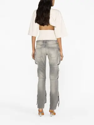 Attico Essie Tapered Cargo Jeans - Grey
