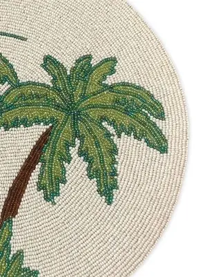 LES-OTTOMANS Palm Bead-embellishment Placemat