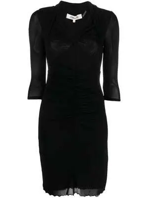 Diane Von Furstenberg Ruched V-neck Short Dress