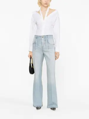 Victoria Beckham Distressed Flared Jeans - Blue