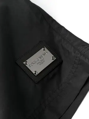 Dolce & Gabbana Logo-plaque Drawstring Swim Shorts - Black