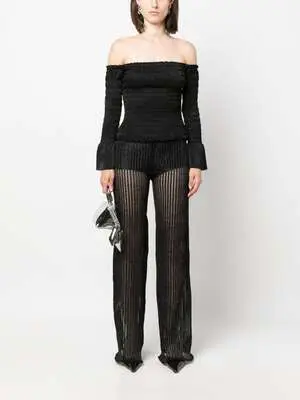 A. ROEGE HOVE Patricia Striped Sheer Loose Trousers