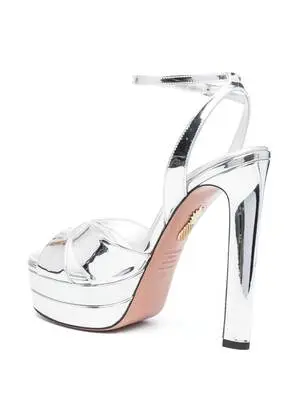 AQUAZZURA Divine Plateau 130mm Platform Sandals - Silver