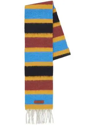 Marni Logo-appliqué Striped Scarf - Yellow
