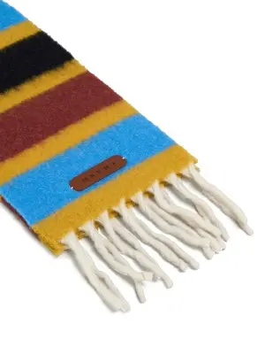 Marni Logo-appliqué Striped Scarf - Yellow