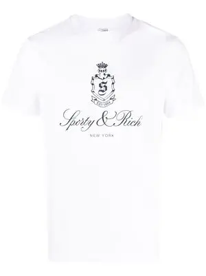 SPORTY & RICH Logo Print Cotton T-shirt - White