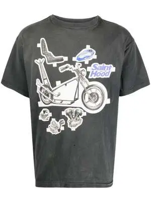 SAINT MXXXXXX Graphic-print Distressed Cotton T-shirt