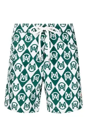 Moncler Monogram-print Swim Shorts - Green