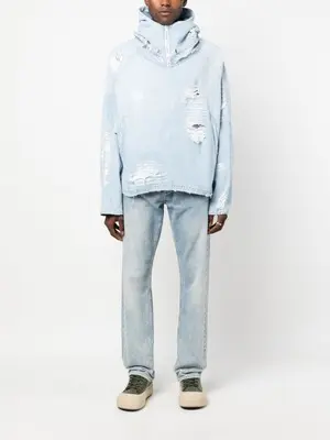 424 Distressed Cotton Hooded Jacket