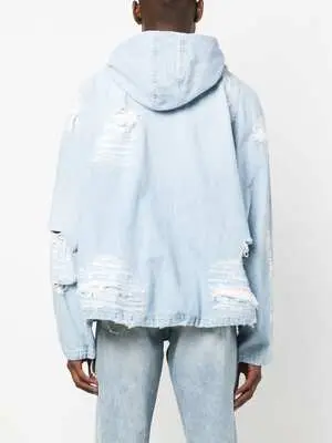 424 Distressed Cotton Hooded Jacket