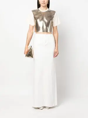 Rabanne Chainmail-panel Cropped T-shirt - Gold