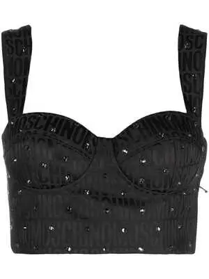 Moschino Crystal-embellished Corset Top - Black
