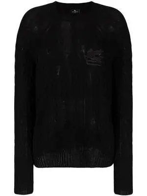 Etro Logo-embroidered Cable-knit Jumper - Black