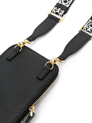 COCCINELLE Jacquard Neck-strap Leather Phone Case