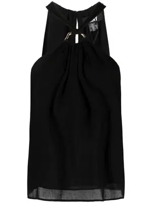 Dkny Halterneck Georgette Blouse - Black