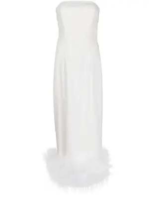 16Arlington Minelli Feather-trim Midi Dress - White