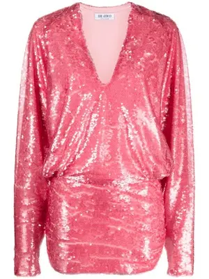 Attico Gael Sequin Embellished Minidress - Pink