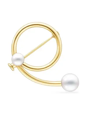 TASAKI 18kt Yellow Akoya Pearl Brooch - Gold